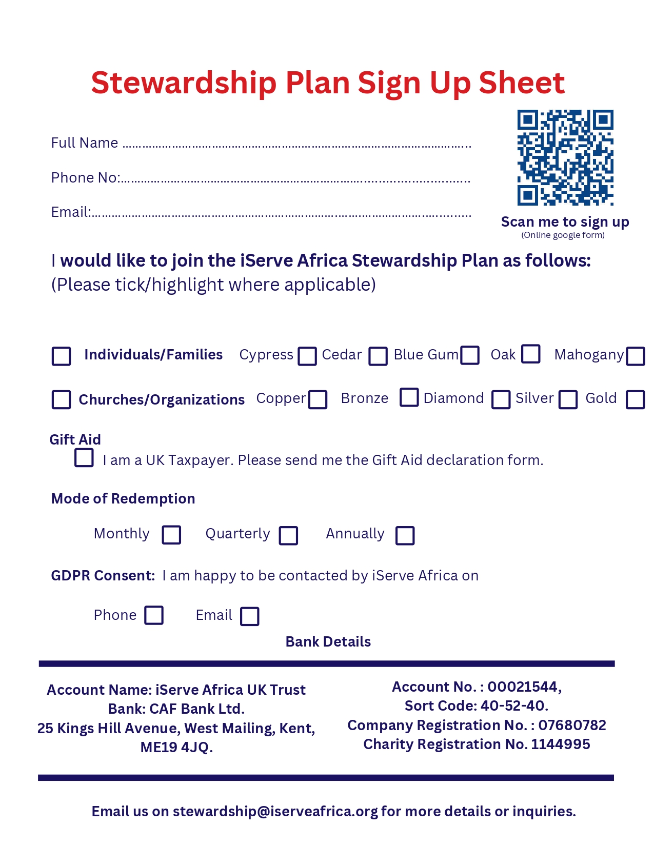 Stewardship Plan – iServe Africa